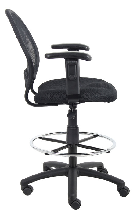 Boss Mesh Drafting Stool W/ Adjustable Arms - Everything For Offices