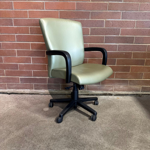 Pre-Owned Kimball Stature High Back Chair, Green Vinyl - Everything For ...