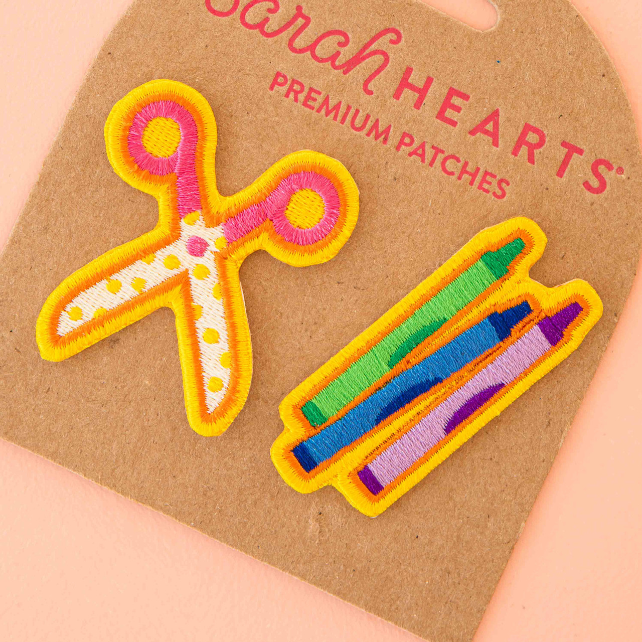 Scissors and Crayons Embroidered Patches - 2 Pack - The Iowa Quilt Block