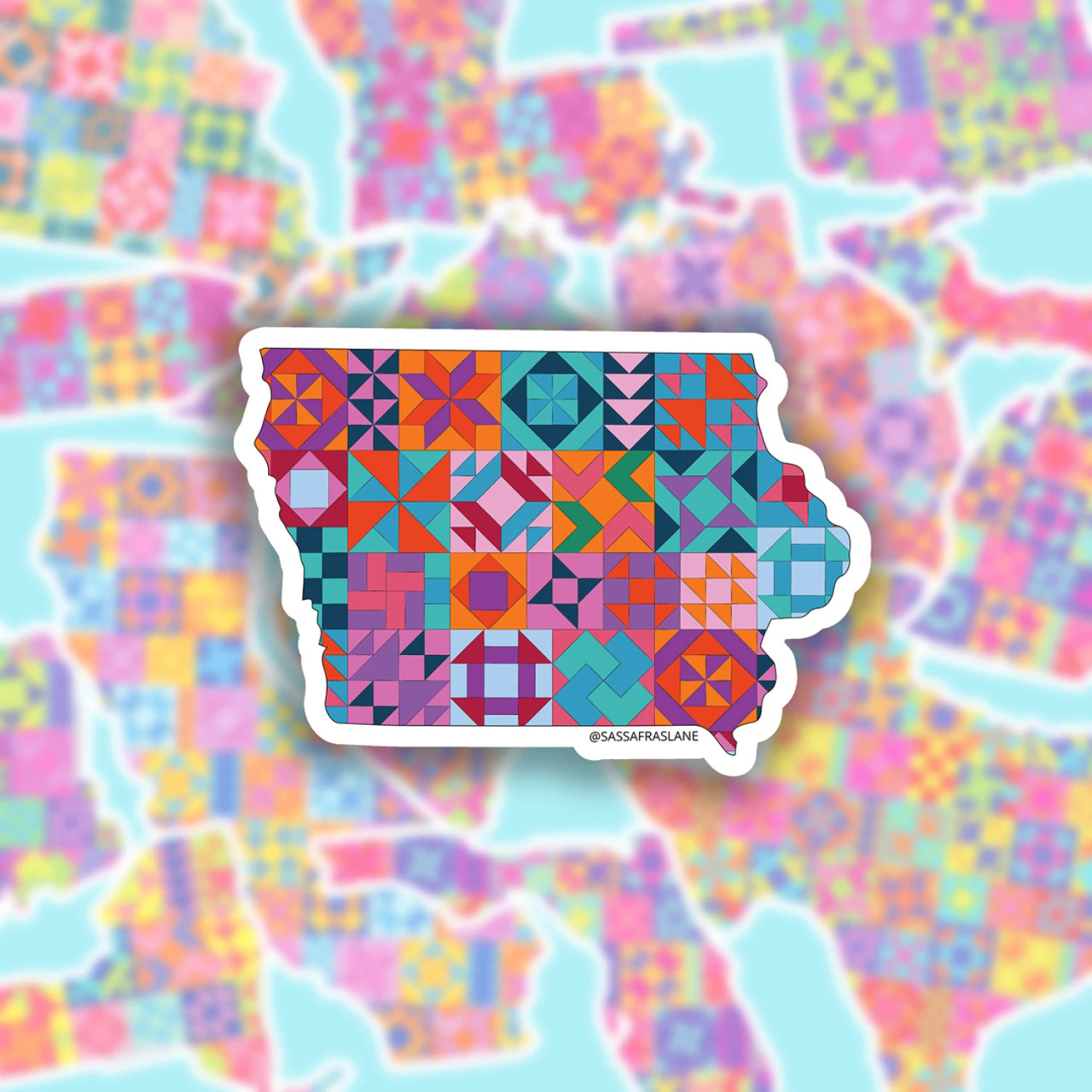 State of Iowa Quilt Sticker - The Iowa Quilt Block