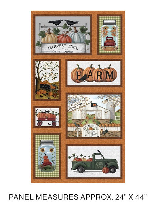Pumpkin Farm Panel Multi - The Iowa Quilt Block