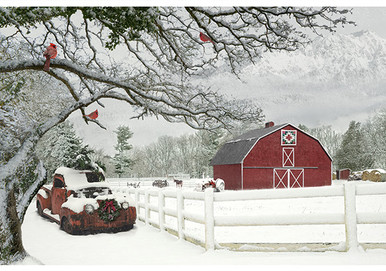 Winter Barn Panel - 42 1/2” x 29 1/2” - The Iowa Quilt Block