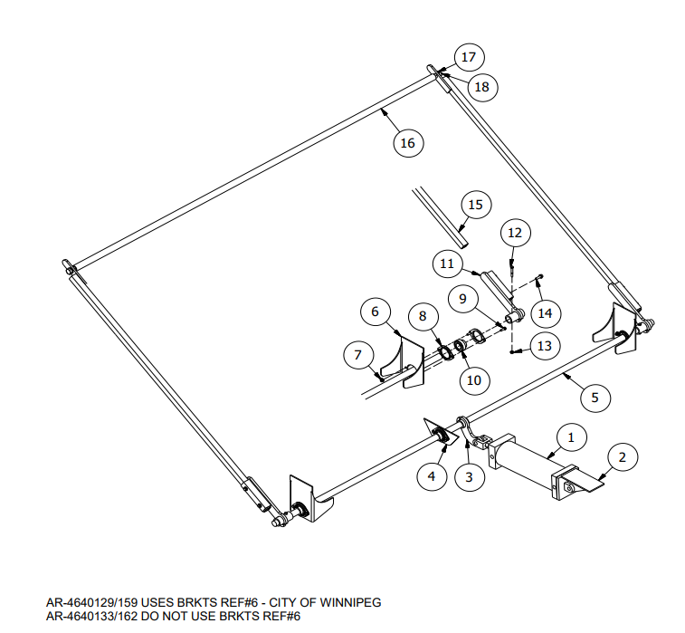 Arne's/City of Winnipeg Air Flip Pivot Arm Assembly