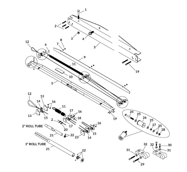 Rear Cable Return Kit: For 3" Roll Tubes