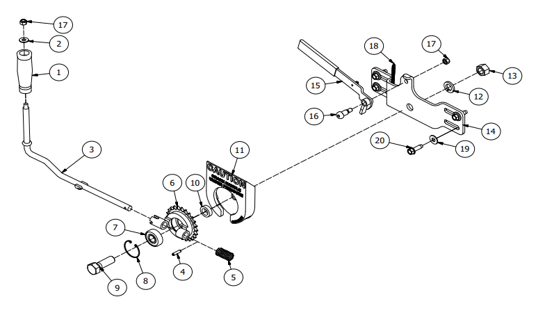 Dura Flip: Bottom Crank Handle Assembly