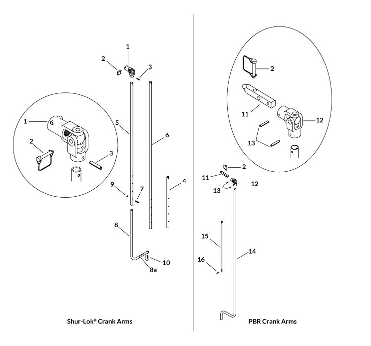 Standard Shur-Loc® Crank Arm Kit: 96"