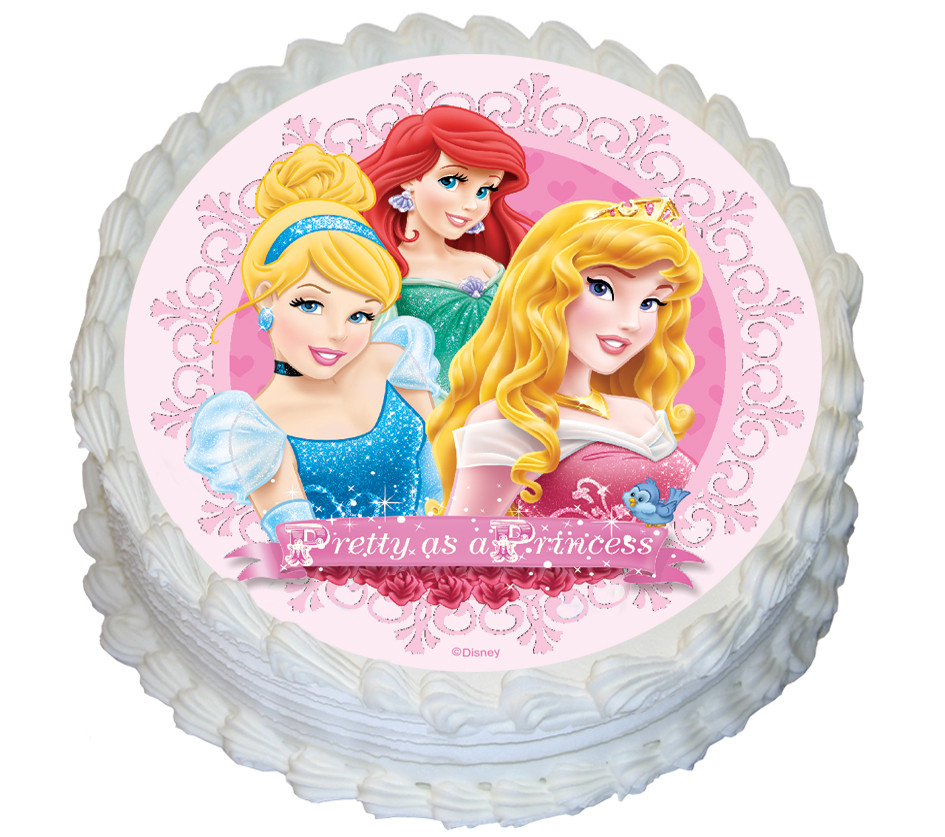 Disney princesses round cake edible image topper