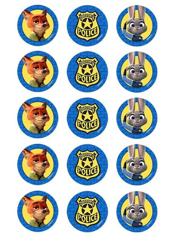 Zootopia - Standard licensed cupcake toppers - Edible Image Printing