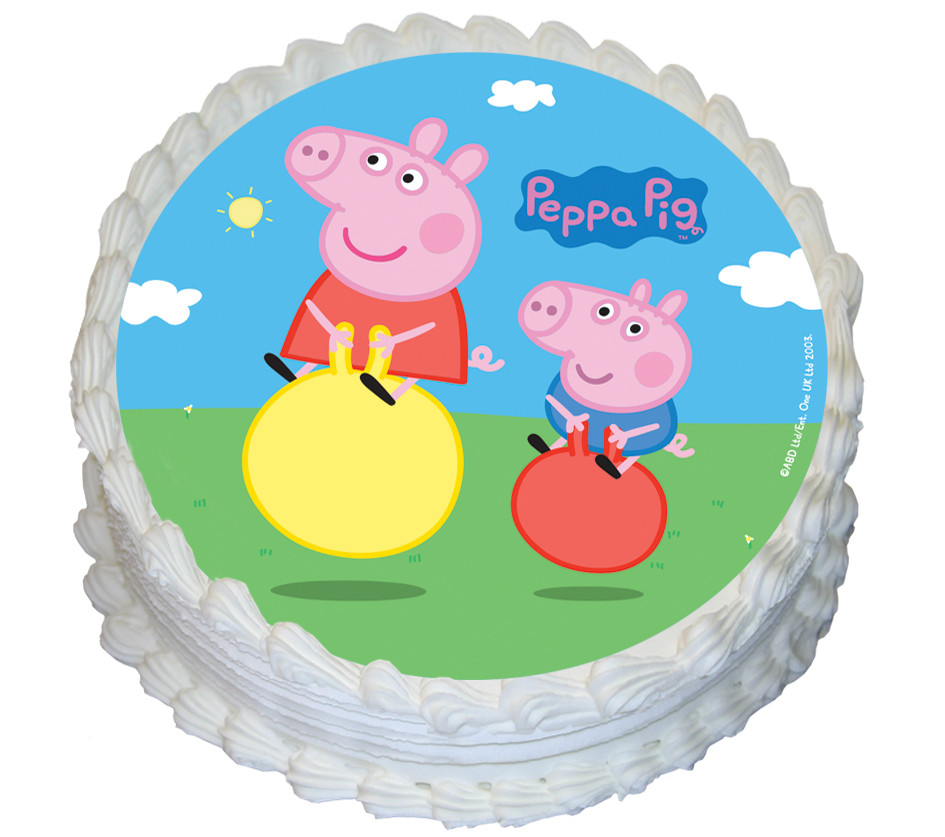 Peppa pig round cake edible image