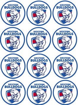 Western Bulldogs 5cm wafer card cupcake toppers - Edible Image Printing