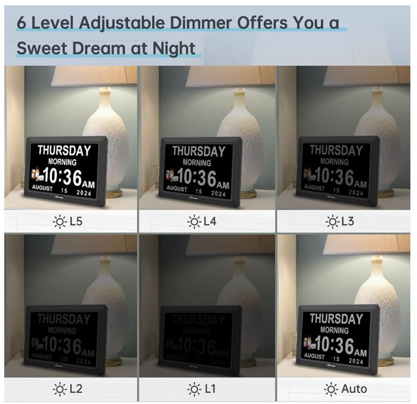 Dementia Digital Clock for Adults, Seniors, Elderly with Dementia