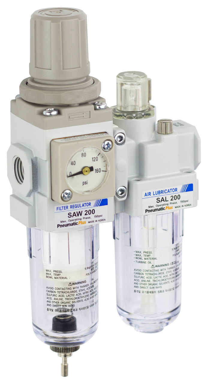 Mini Air Filter Regulator Lubricator SAU210-N02, 1/4" NPT ...