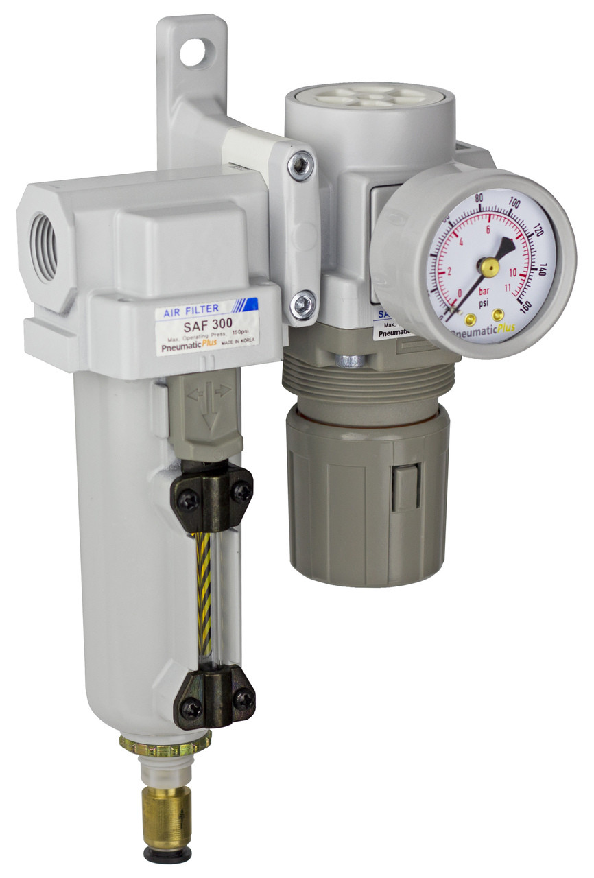 Compressed Air Filter Regulator | PneumaticPlus SAU320-N03G | 3/8" NPT