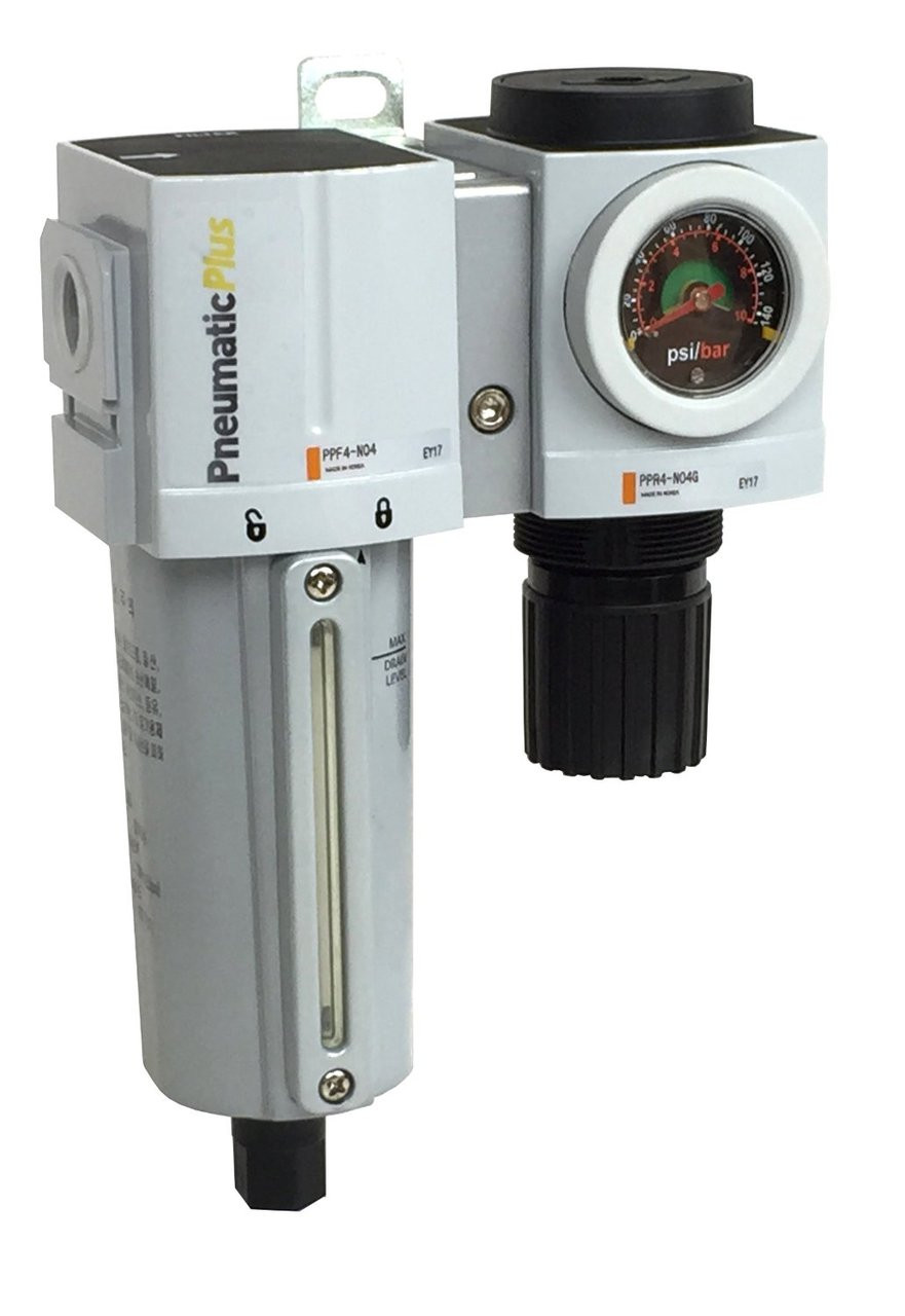 Compressed Air Filter Regulator Combo | PneumaticPlus PPC4B-N04DG-Q1 ...