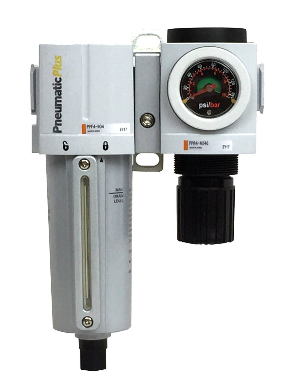 Compressed Air Filter Regulator Combo | PneumaticPlus PPC4B-N04DG-Q1 ...