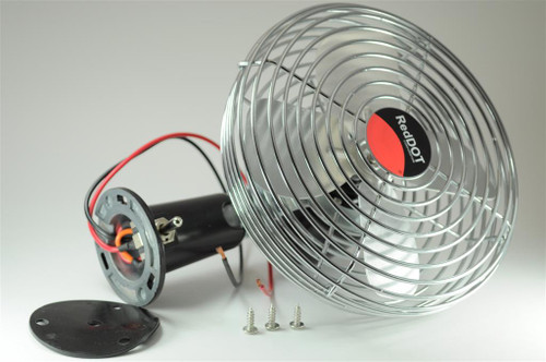 Red Dot Dash Fan 12V 2 Speed with Metal Cage - 73R9062