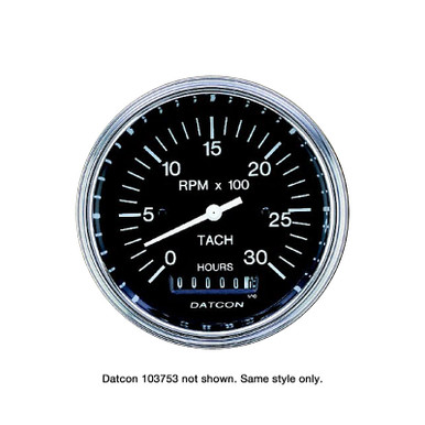 Datcon 3 3/8-in. Tachometer w/ Hourmeter Gauge 0-3000 RPM 103753