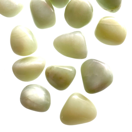 LIGHT GREEN SERPENTINE TUMBLED STONES | PEACE LOVE CRYSTALS