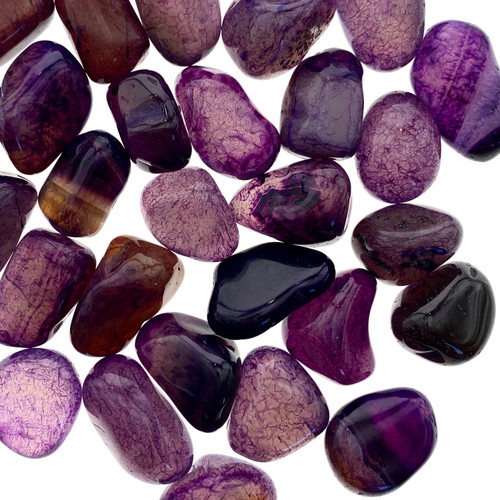 PURPLE AGATE TUMBLED STONES | PEACE LOVE CRYSTALS