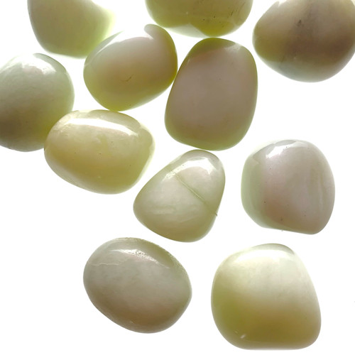 LIGHT GREEN SERPENTINE TUMBLED STONES | PEACE LOVE CRYSTALS