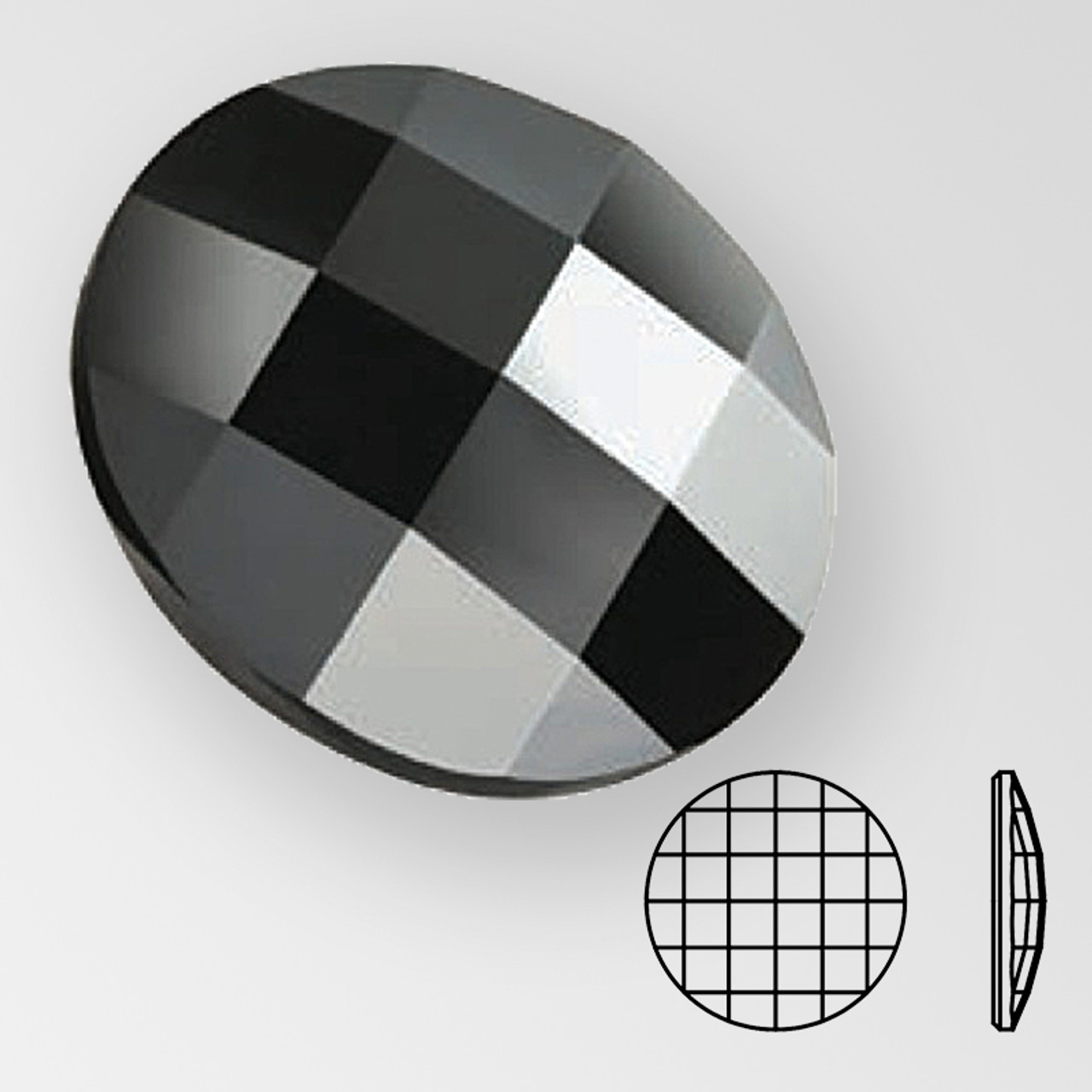 MC Flat Back Hot Fix Chessboard Circle Stone, 6mm Jet color - BEAD & TRIM