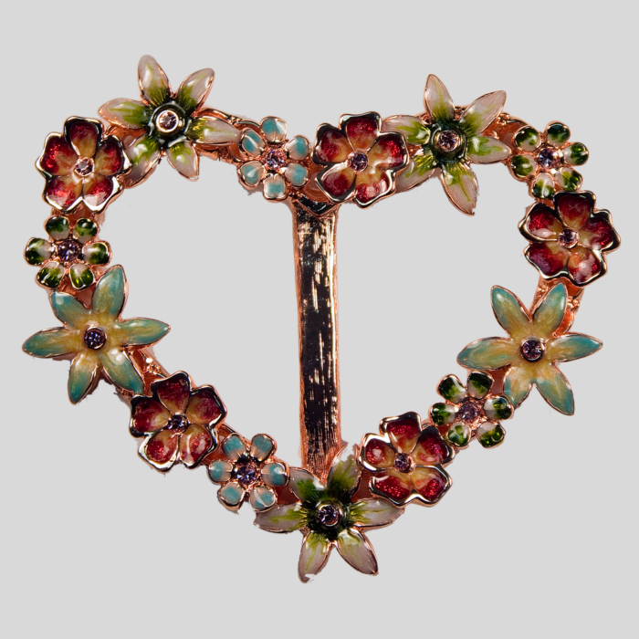Enameled Heart Shaped Rhinestone Buckle, 73x50mm Outside Dimensions ...