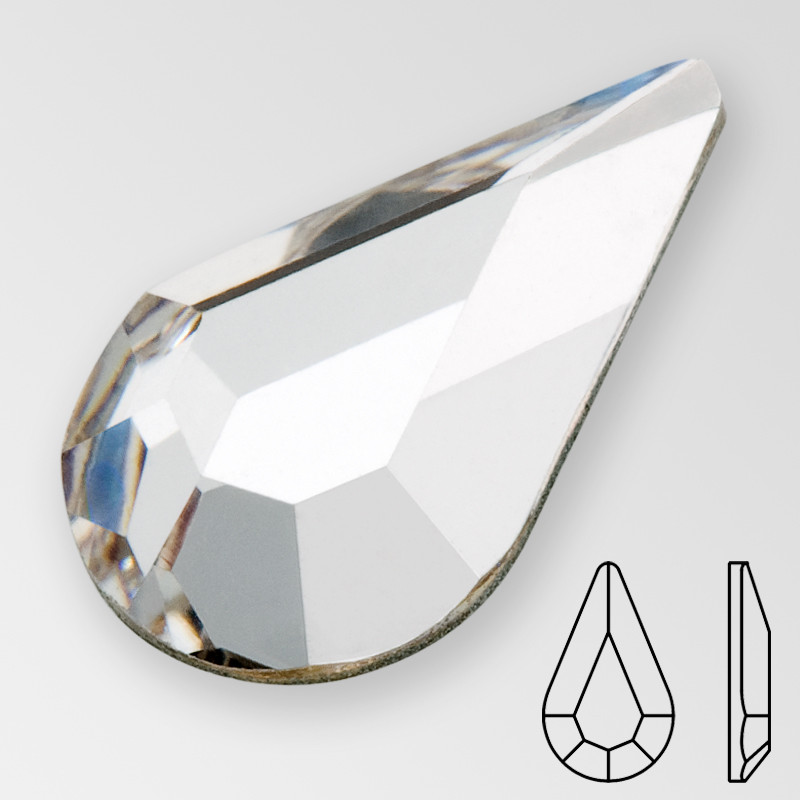 MC Flat Back Pear in Crystal color, size 10x6mm, foiled - BEAD & TRIM