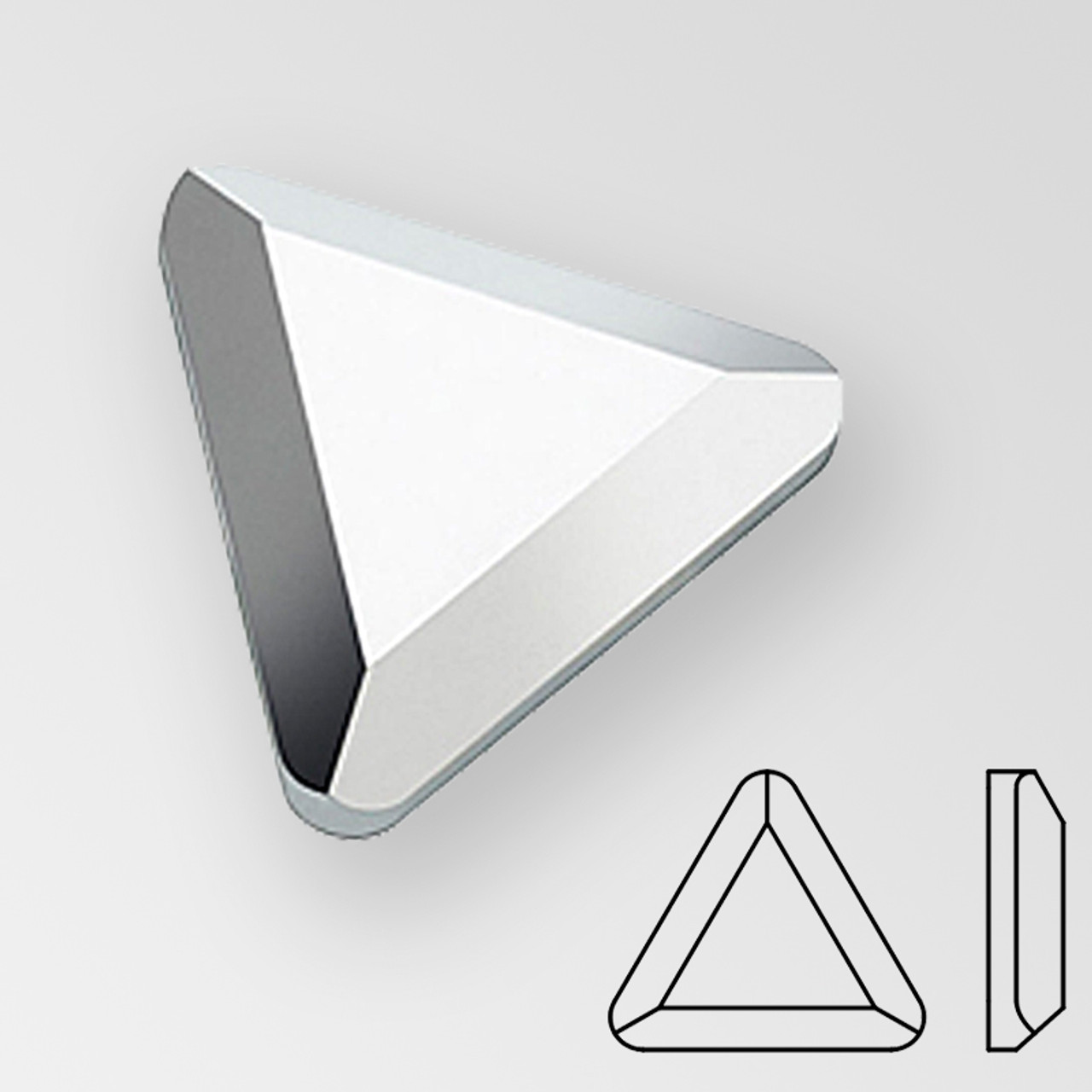 MC Hot Fix Flat Back Triangle in Crystal color, size 6mm, foiled - BEAD & TRIM