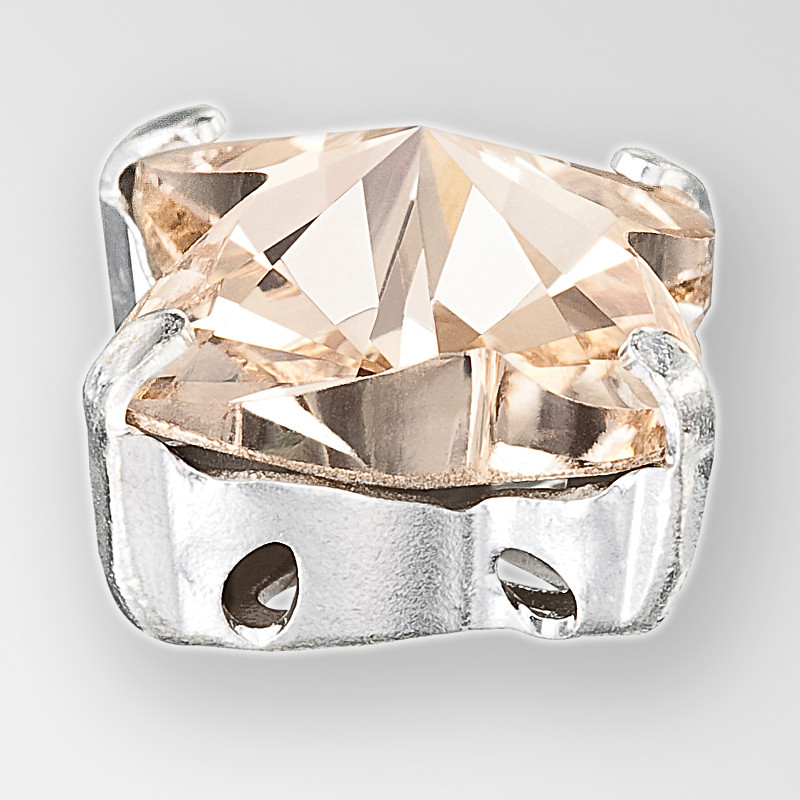 12mm Crystal AB Silver Square MC stone in sew on setting - BEAD & TRIM