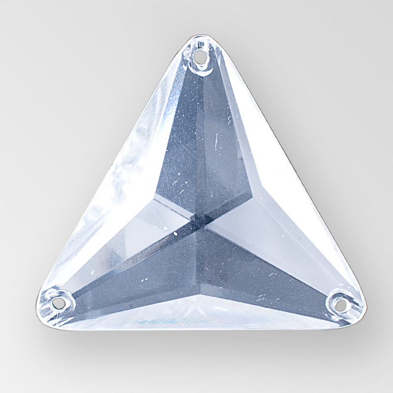 30mm Acrylic Triangle Sew-On Stone, Crystal color - BEAD & TRIM