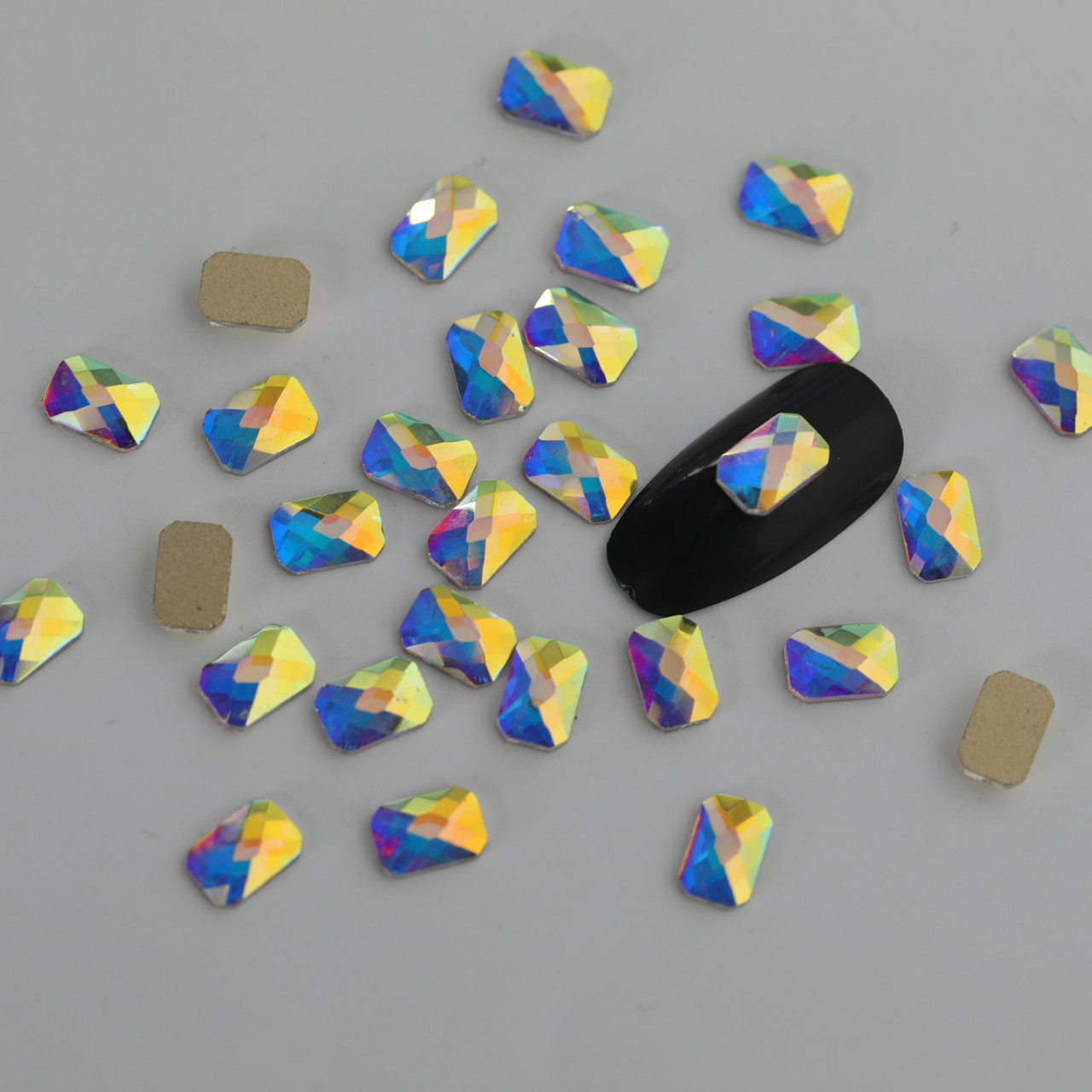 Crystals for Nail Art - 6x5mm Rectangle, CRYSTAL AB color - BEAD & TRIM