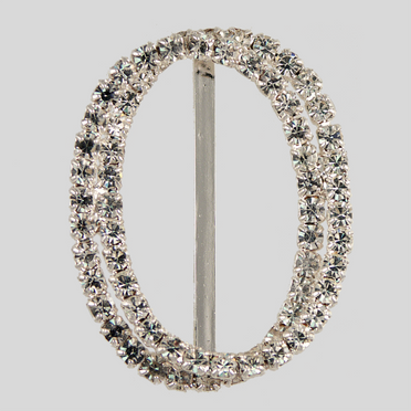 Diamond-Shaped 2 Row Rhinestone Buckle Crystal Silver, 37mm outside ...