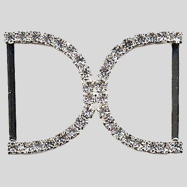 Fancy shaped Rhinestone Buckle, Crystal, Silver, 122x63mm Outside ...