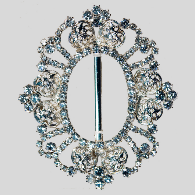 Fancy Rhinestone Buckle Crystal Silver, 60x70mm Outside Dimensions ...