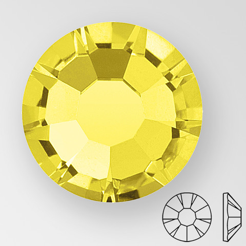 ss30 CITRINE HOT FIX - PRECIOSA MAXIMA Flat Back, 18 facets, foiled ...
