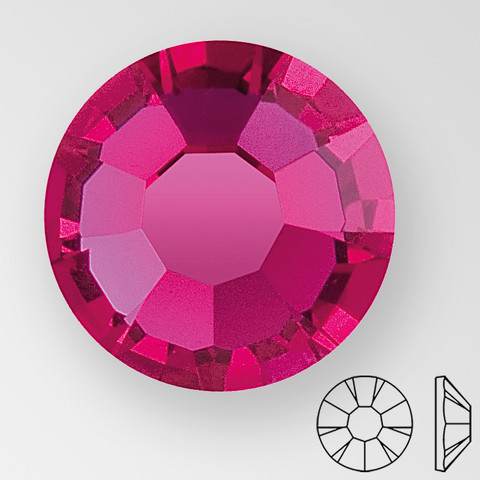 ss30 FUCHSIA HOT FIX - PRECIOSA MAXIMA Flat Back, 18 facets, foiled ...