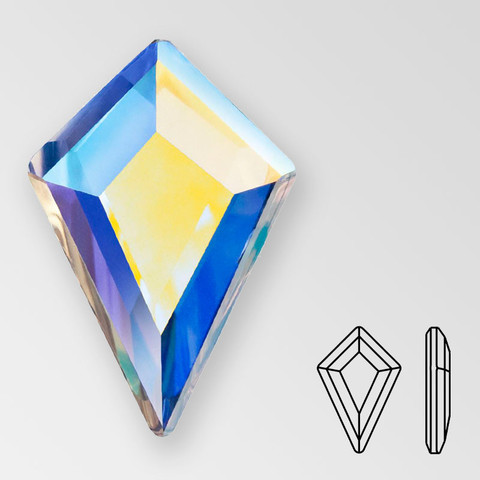 MC Flat Back Kite in Crystal AB color, size 8.6x5.6mm, foiled - BEAD & TRIM
