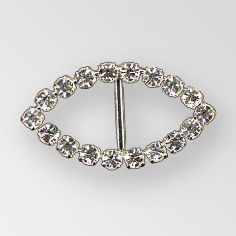 Fancy shaped Rhinestone Buckle, Crystal, Silver, 26x47mm Outside ...