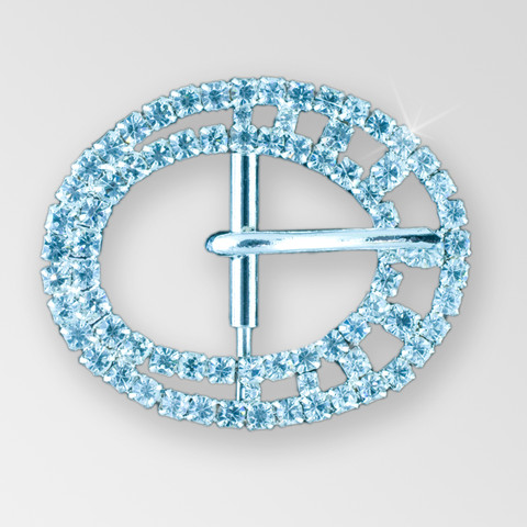 Oval Rhinestone Buckle with a Pin Crystal Silver, 49x40mm Outside ...