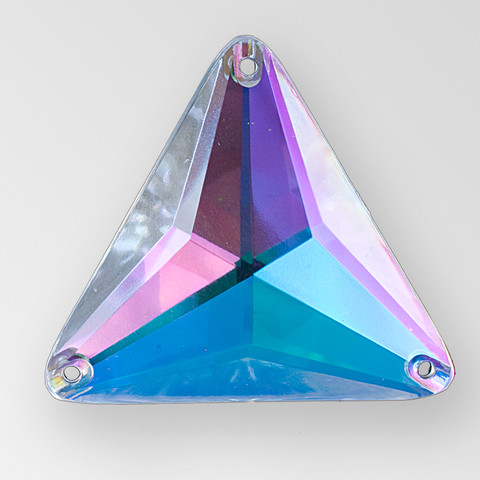 16mm Acrylic Triangle Sew-On Stone, Crystal AB color - BEAD & TRIM