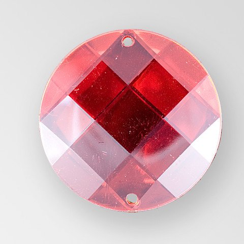 35mm Acrylic Round Sew-On Stone, Light Siam color - BEAD & TRIM