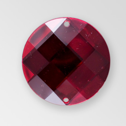 22mm Acrylic Round Sew-On Stone, Siam color - BEAD & TRIM