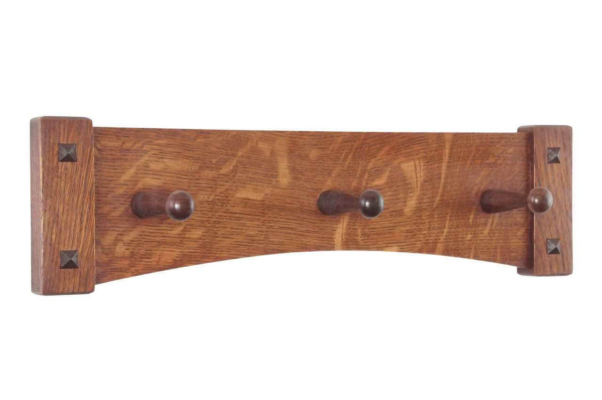 Arched Mission Craftsman Style Wooden Peg Rack with Black Walnut Pegs ...