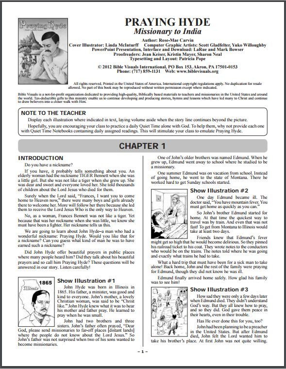 Praying Hyde Missionary to India (visuals w/text) - Child Evangelism ...