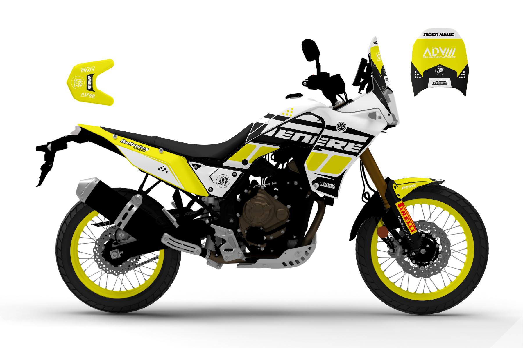 White Yellow Raid Series Tenere 700 - DMK Designs | Performance & Style