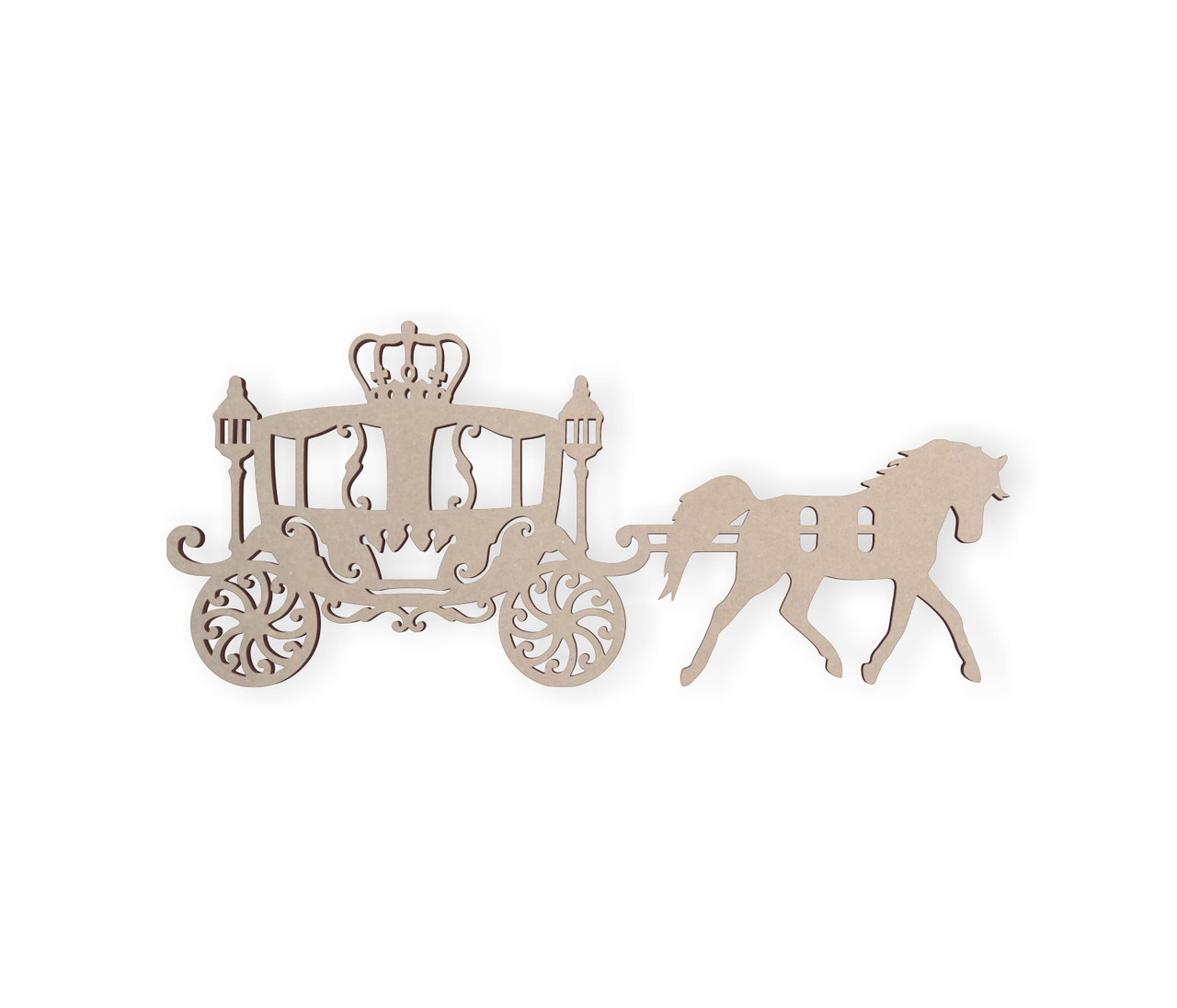 Vintage Wooden Horse-Drawn Carriage Cutout: Rustic Wall Art