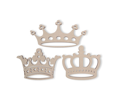 Crown Party Decorations - Set of 3 Wooden Crown Cutouts