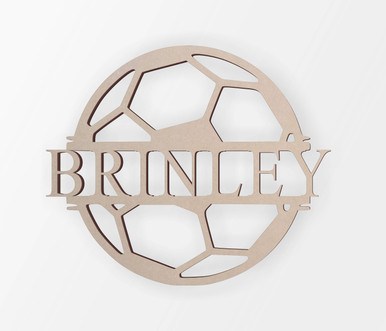 Custom Soccer Ball Family Name Sign - Wooden Cutout