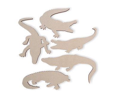 Wooden Alligator Silhouette Cutouts (5 Pack) - Safari and Reptile Decor