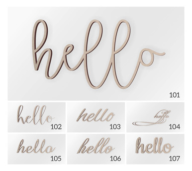 Handcrafted Hello Wood Word - Cursive and Fancy Script - Wall Art
